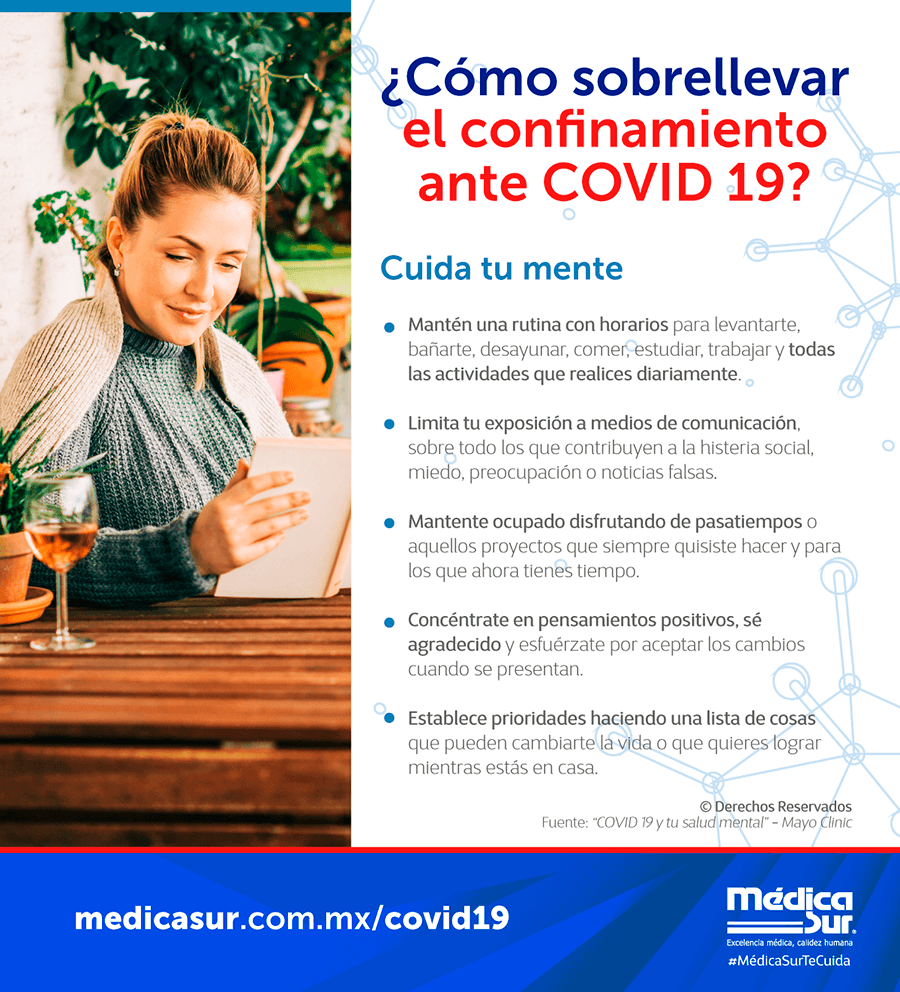 Médica Sur: ¿Cómo sobrellevar el confinamiento ante COVID 19?